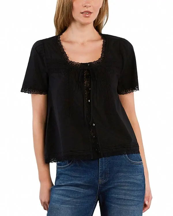 BILLY T Juliet Cottage Lace Top - Black Beauty