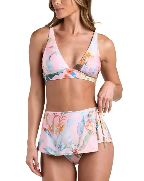 L'Agence Linda Colorful Palm Swim Skort Bikini Bottom - Multi