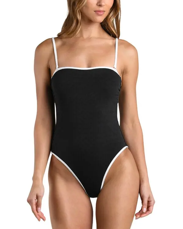 L'Agence Tory Bandeau One Piece Swimsuit - Black
