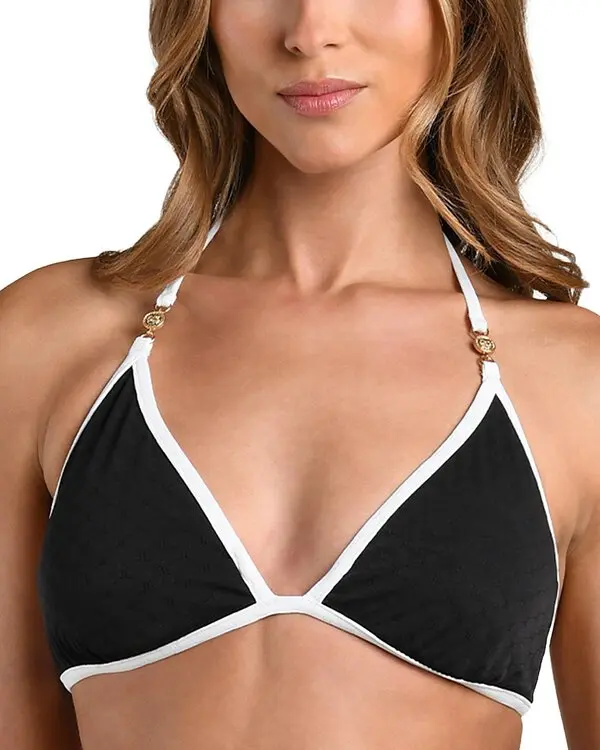 L'Agence Annabelle Fine Line Triangle Bikini Top - Black