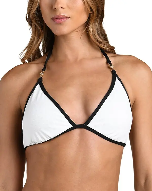 L'Agence Annabelle Fine Line Triangle Bikini Top - White
