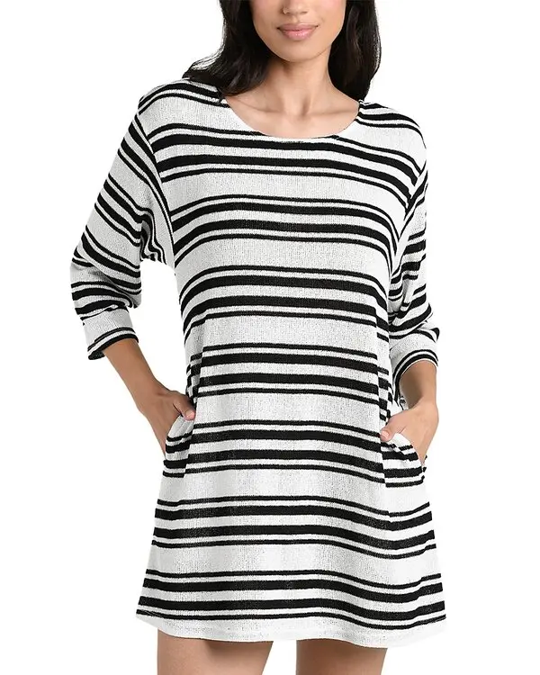 La Blanca Boardwalk Stripe Tunic Swim Cover-up - Black And White