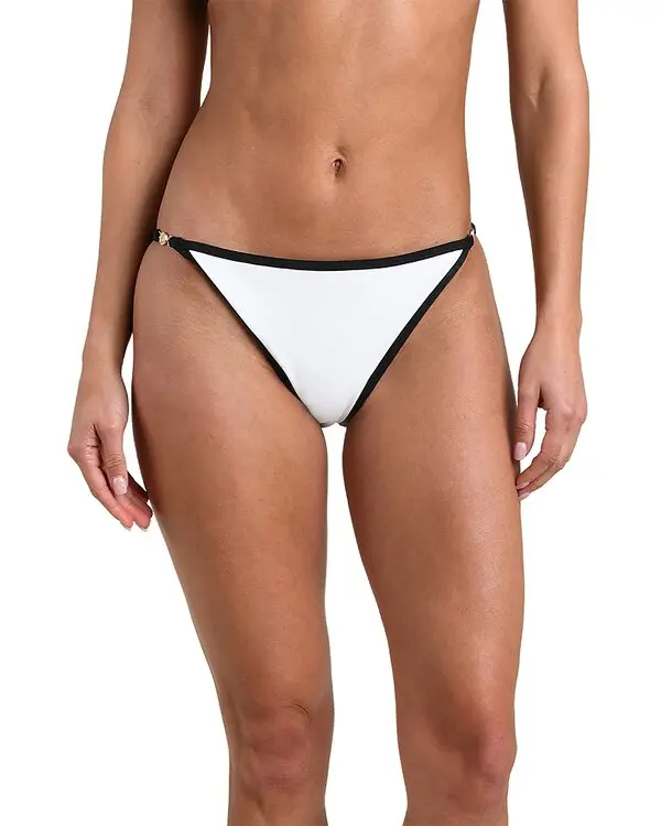 L'Agence Violet Fine Line String Bikini Bottom - White