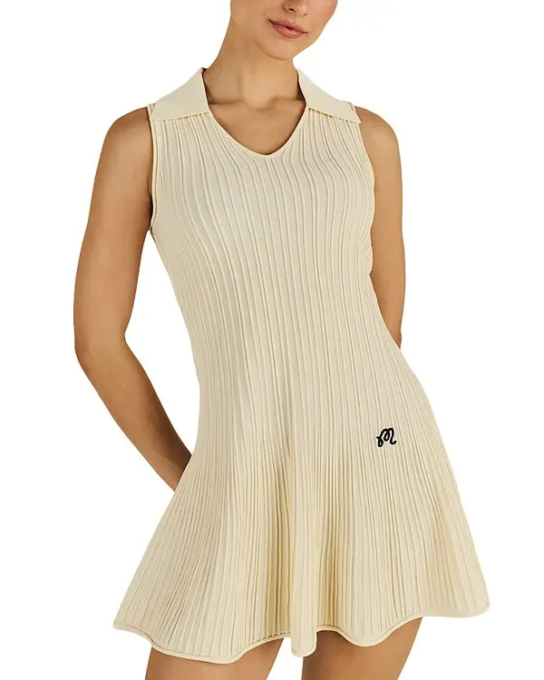 MALBON Selena Knit Dress With Collared Neckline - Cream