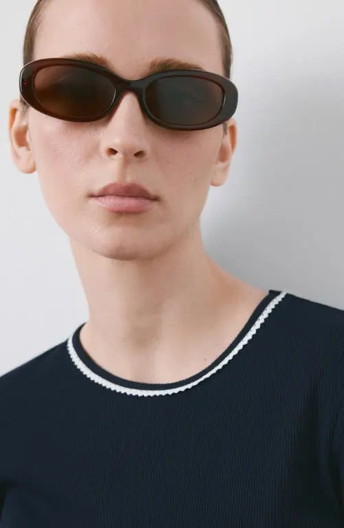 Mango Ribbed Crewneck T-shirt With Contrast Trim