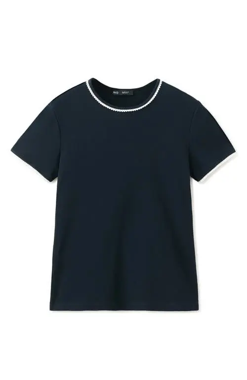 Mango Ribbed Crewneck T-shirt With Contrast Trim