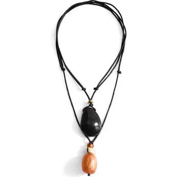 Mango Double Pendant Necklace - Brown