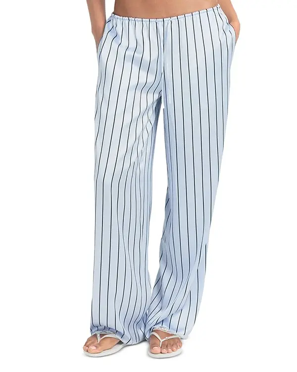 SKIMS Woven Shine Sleep Pants With Lace - Periwinkle