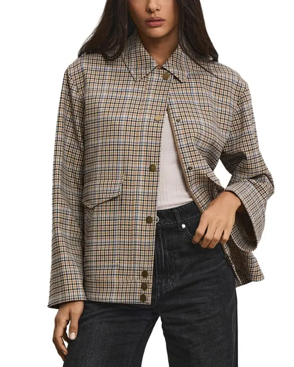 Veronica Beard Embellished Plaid Jacket - Malt Multi