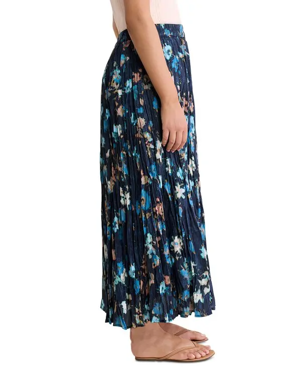 NIC+ZOE Crinkle Floral Print Midi Skirt