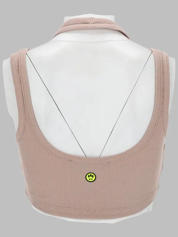 BARROW Ribbed Cut-out Tank Top - Beige