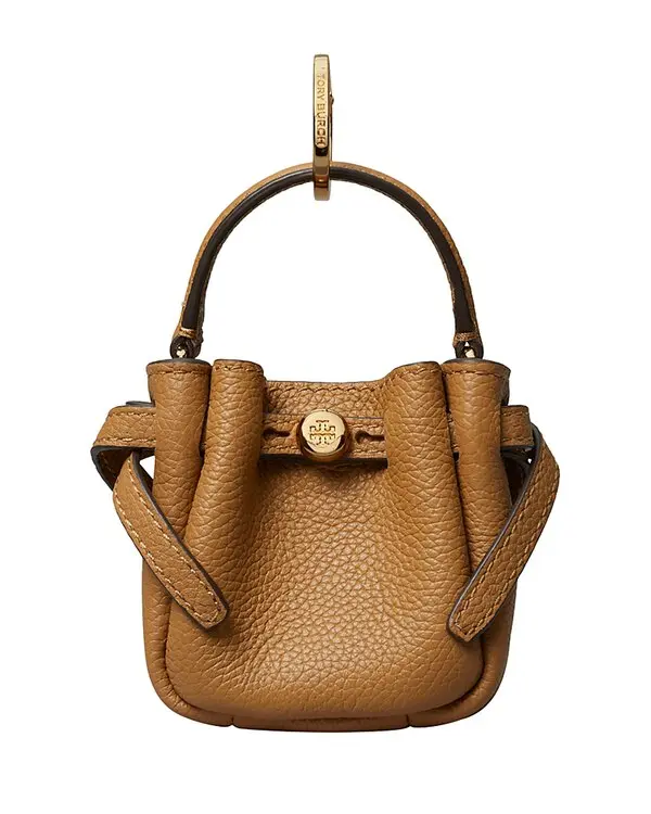 Tory Burch Tory Birch Romy Leather Bucket Bag Charm Key Fob - Tiramisu