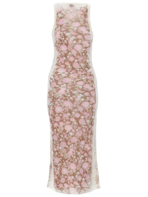 DIESEL® M-blom" Floral Print Midi Dress - Pink