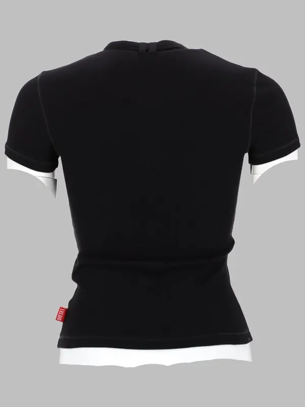 DIESEL® T-iaras Ribbed Jersey Top With Tie Detail - Black