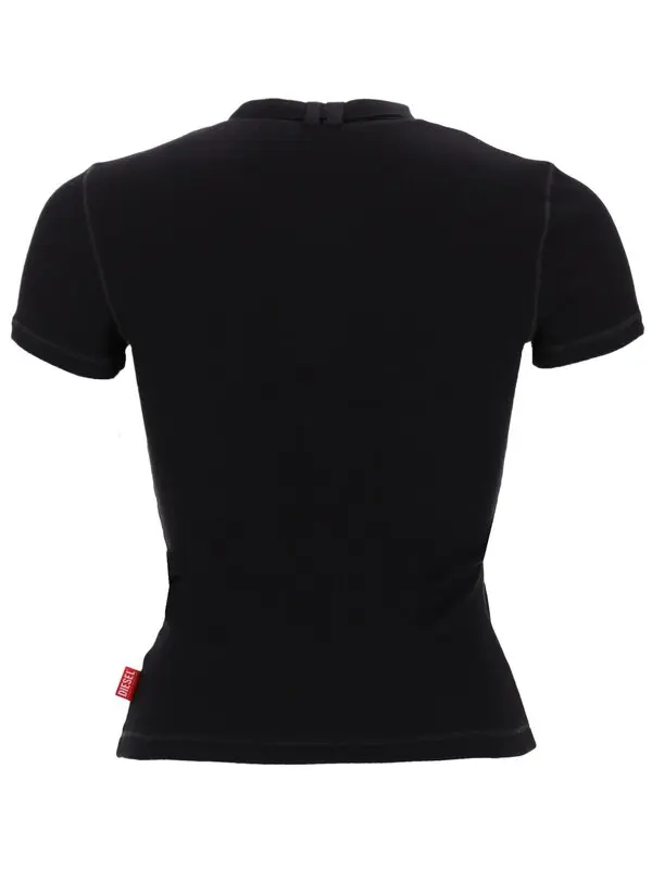 DIESEL® T-iaras Ribbed Jersey Top With Tie Detail - Black