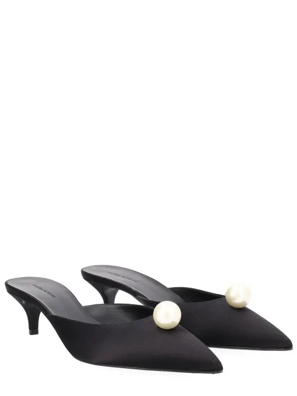 Magda Butrym Pearl Embellished Satin Mules