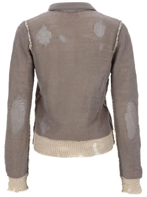 DIESEL® Distressed Knit Sweater With Tie Detail