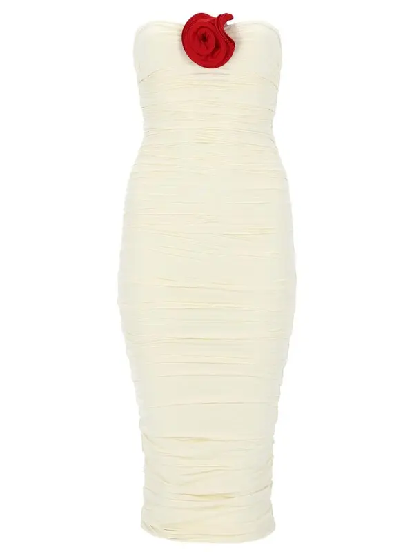 LA REVECHE Mireya" Strapless Ruched Dress With Embellishment - Ivory
