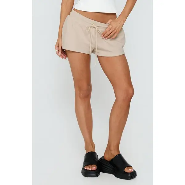 Princess Polly Drawstring Track Shorts - Cream