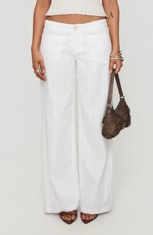 Princess Polly Vendi Low Rise Wide Leg Pants - White