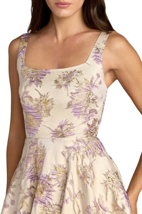 Mac Duggal Sleeveless Square Neck Brocade Ball Gown