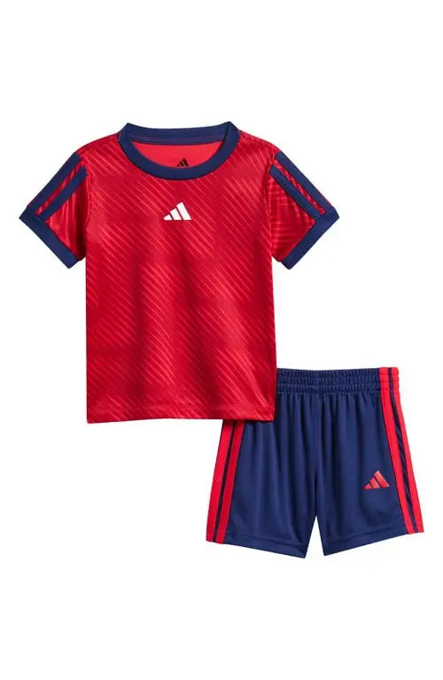 Adidas Soccer Top & 3-stripes Shorts Set - Pure Ruby