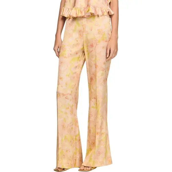 Sandro Floral-print Floaty Trousers - Pink/green