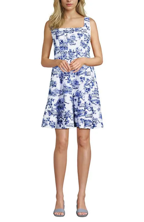 LANDS' END Polka Dot Square Neck A-line Dress