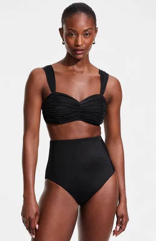 LANDS' END Slender Lite Sweetheart Shirred Bikini Top - Black