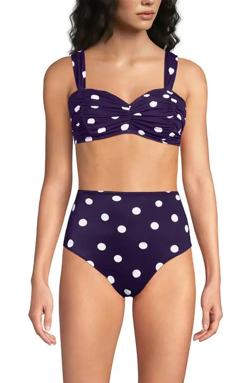 LANDS' END Slender Lite Sweetheart Shirred Bikini Top - Blackberry Polka Dot
