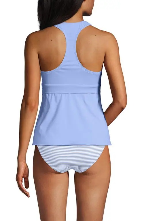 LANDS' END Dd-cup V-neck Racerback Flutter Tankini With Floral Print - Soft Cloud Blue