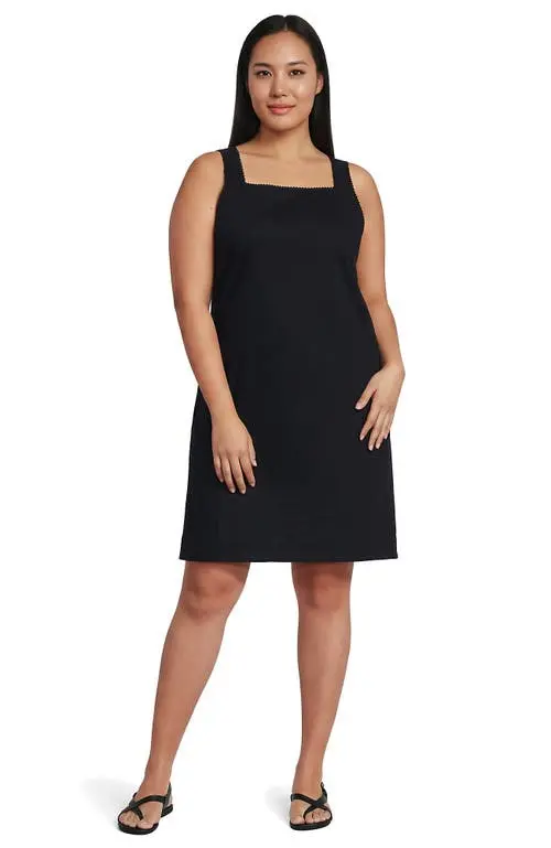 LANDS' END Linen Shift Above The Knee Dress - Black