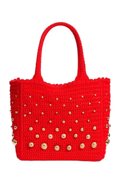 Sandro Studded Crochet Bag - Red