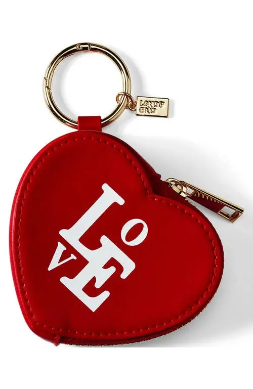 LANDS' END Heart Zip Pouch Bag Charm - Red