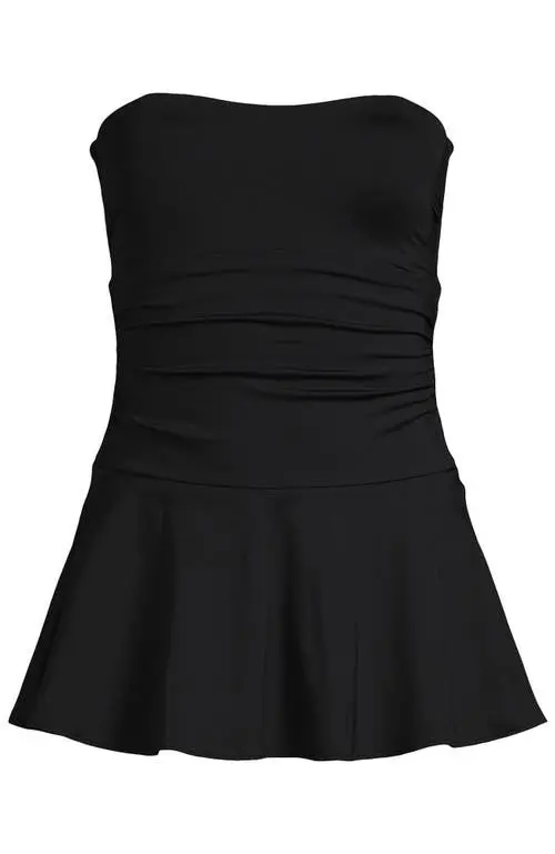 LANDS' END Sculpting Bandeau Lace Back Mini Swim Dress