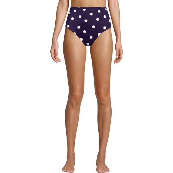 LANDS' END Slender Lite Ultra High Rise Bottoms - Blackberry Polka Dot