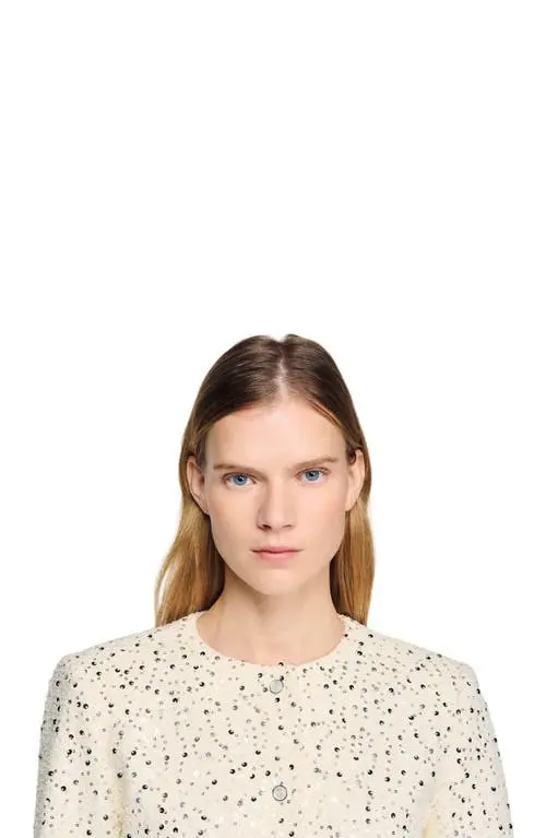 Sandro Cropped Sequinned Cotton Jacket