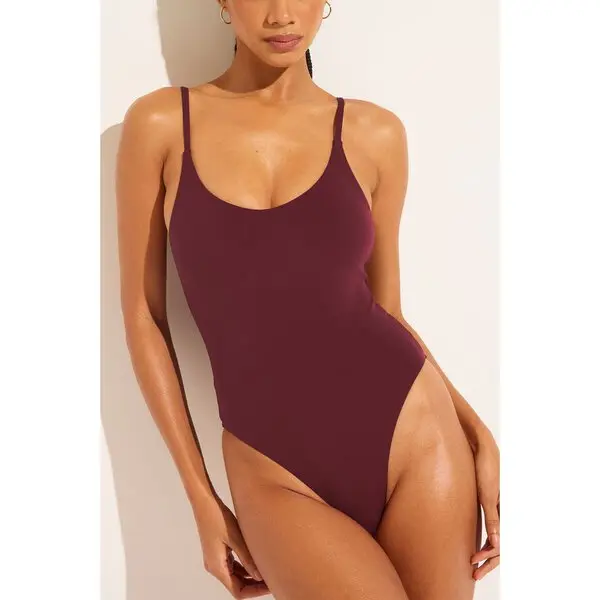 NEGATIVE UNDERWEAR Strappy One-piece Swimsuit - Garnet