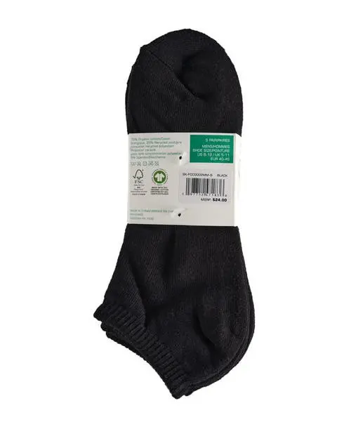 French Connection Organic Cotton Half Cushion Low Cut Socks 5 Pack - Black