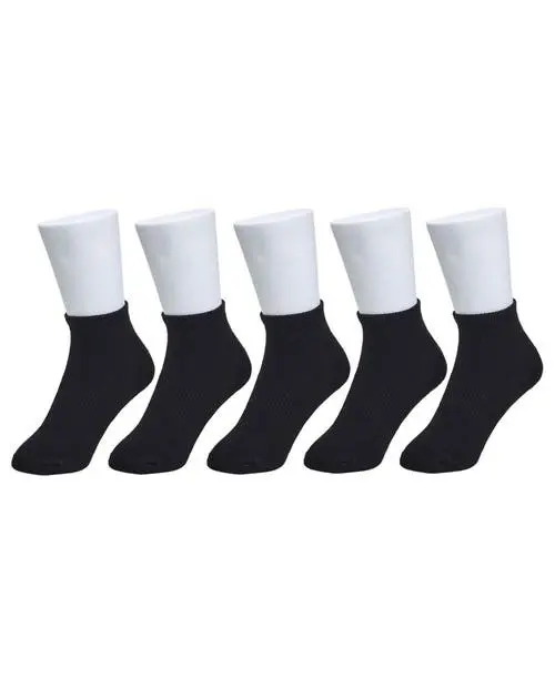 French Connection Organic Cotton Half Cushion Low Cut Socks 5 Pack - Black