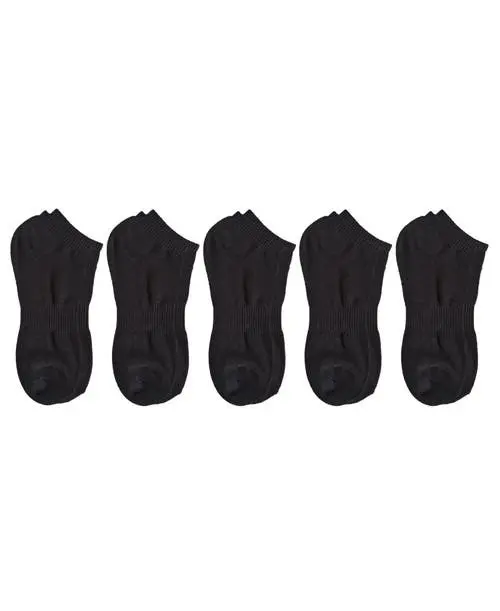 French Connection Organic Cotton Half Cushion Low Cut Socks 5 Pack - Black