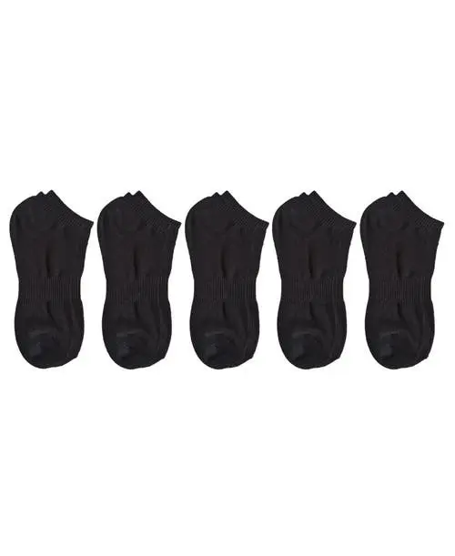French Connection Organic Cotton Half Cushion Low Cut Socks 5 Pack - Black