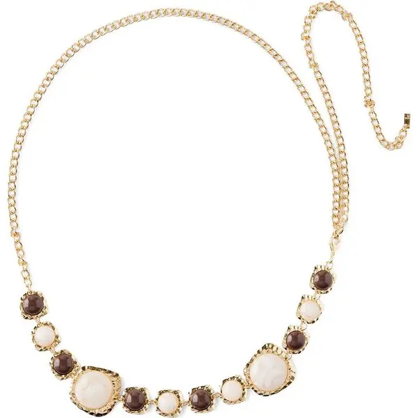 COTTON ON Gold Finish Belly Chain With Chocolate Stone Detail - Up Gold Chocolate Stone