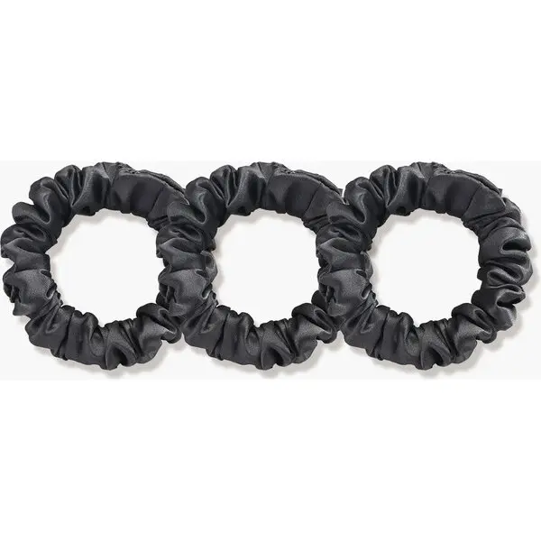 SILKSILKY 3pcs Bundle Pure Silk Classic Hair Scrunchies2cm - Black