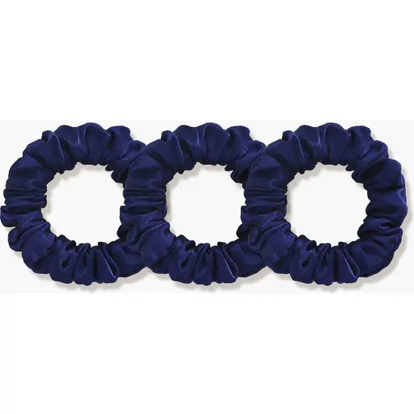SILKSILKY 3pcs Bundle Pure Silk Classic Hair Scrunchies2cm - Darkblue