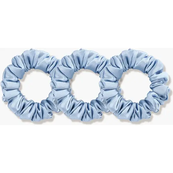SILKSILKY 3-piece Pure Silk Classic Hair Scrunchies - Lightblue