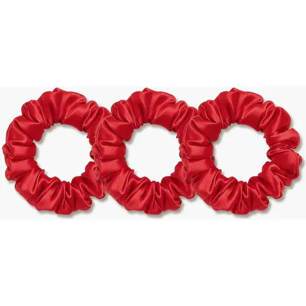 SILKSILKY 3-piece Pure Silk Classic Hair Scrunchies - Red