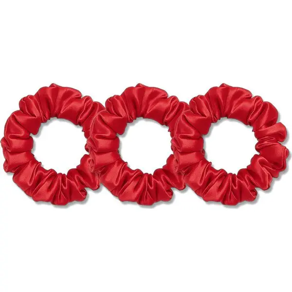 SILKSILKY 3-piece Pure Silk Classic Hair Scrunchies - Red