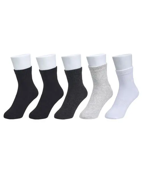 French Connection Organic Cotton Half Cushion Quarter Sock 5-pack - Grey White Black