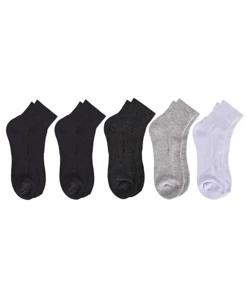 French Connection Organic Cotton Half Cushion Quarter Sock 5-pack - Grey White Black
